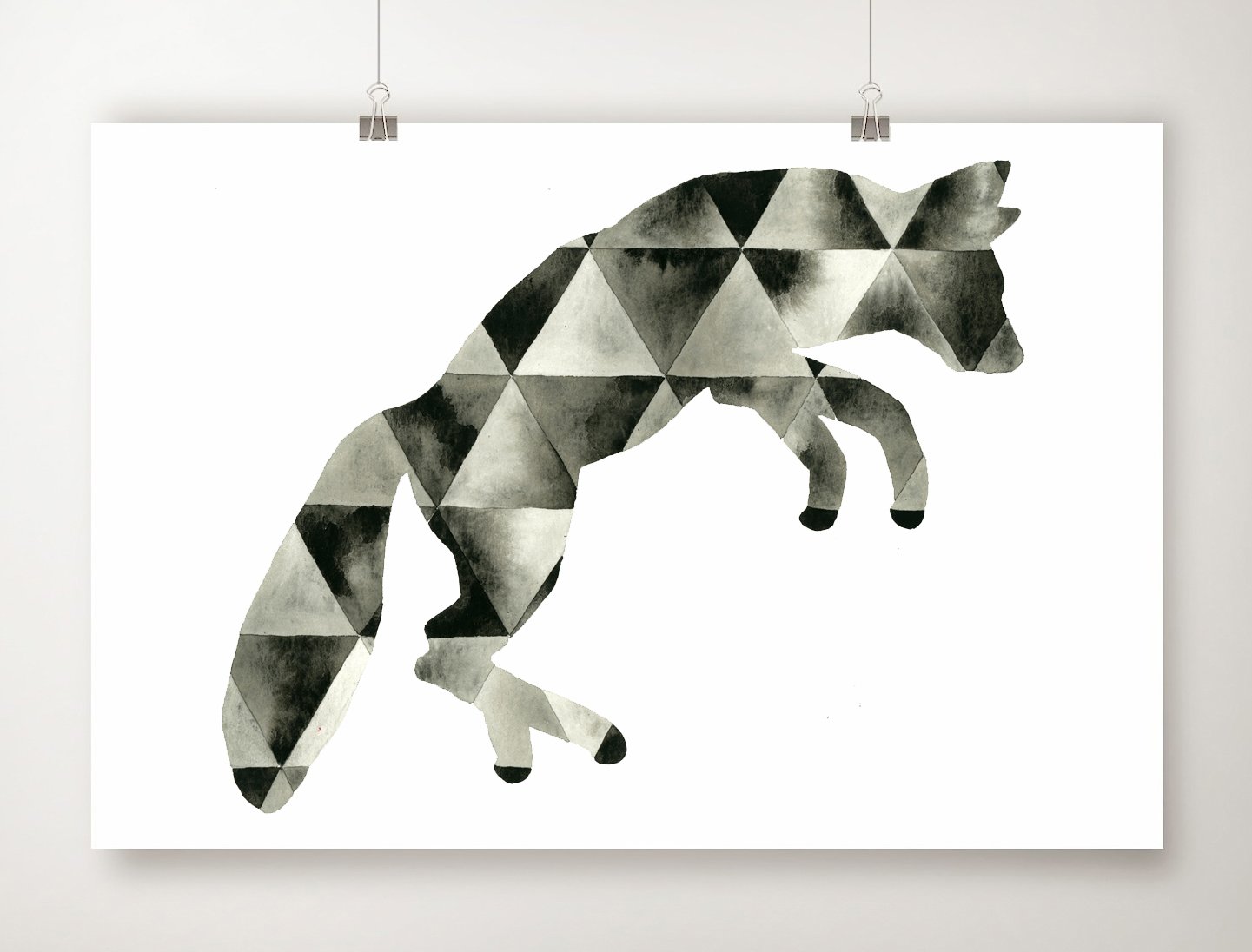 Amazon.com: Geometric Fox Art Print Modern Black White Artwork Minimal ...