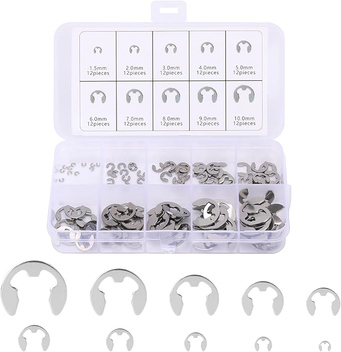 Mozeat Lens Pack of 120 Stainless Steel E-Clips Assortment Kit, E-Clip ...