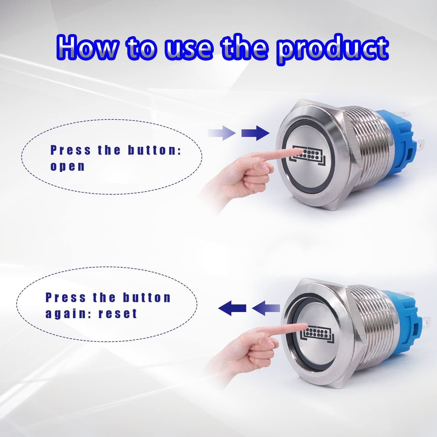 Snapklik.com : Mankk 19MM Push Button Switch Blue LED 12V ON Off ...