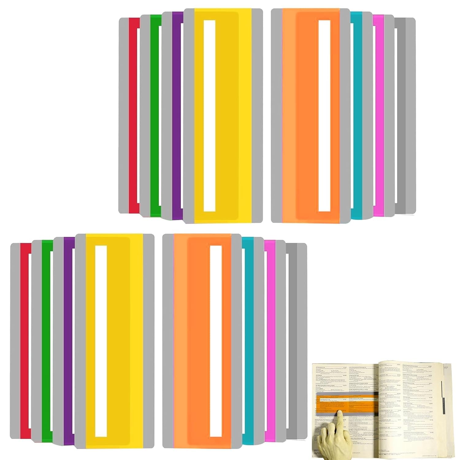 Raheem 16PCS Coloured Overlays for Dyslexia Reading Rulers with 8 ...