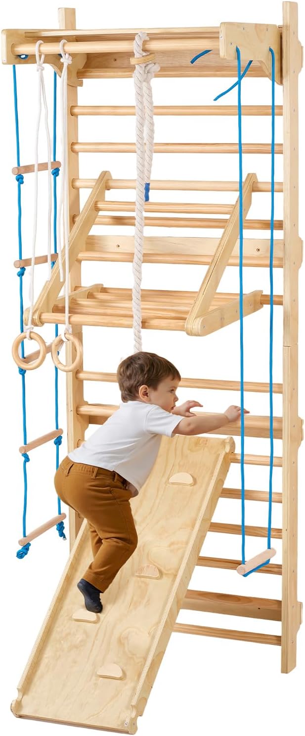 Amazon.com: VEVOR Swedish Ladder Wall Gym, 10-Level Solid Wood Indoor ...