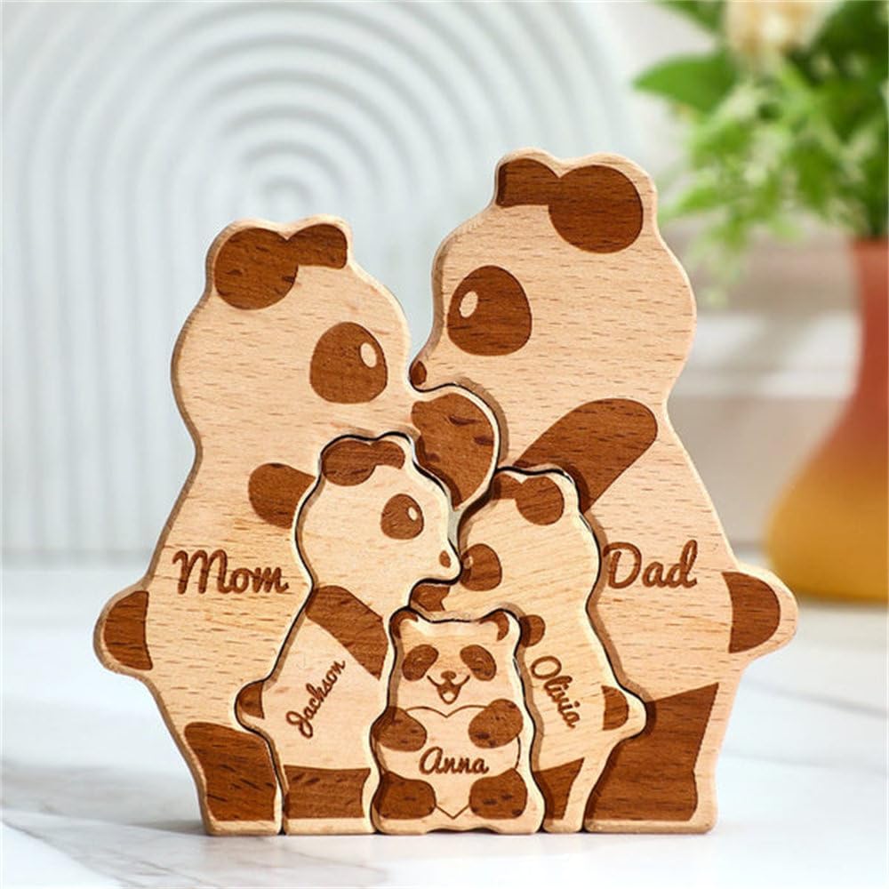 Amazon.com: Personalized Wooden Panda Puzzle with 2-8 Family Name, We ...