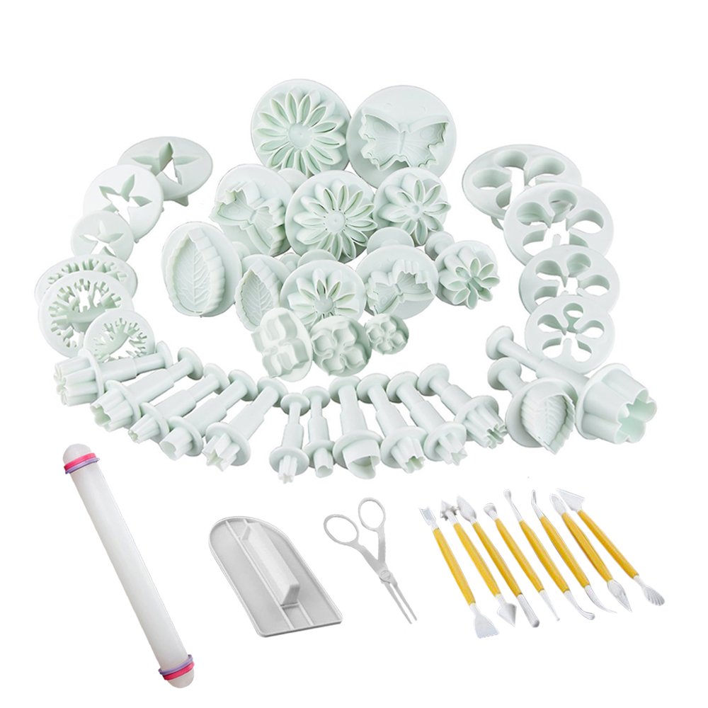 ilauke 47 Piece Fondant Cookie Cutters Snowflake Set, DIY Cookie ...