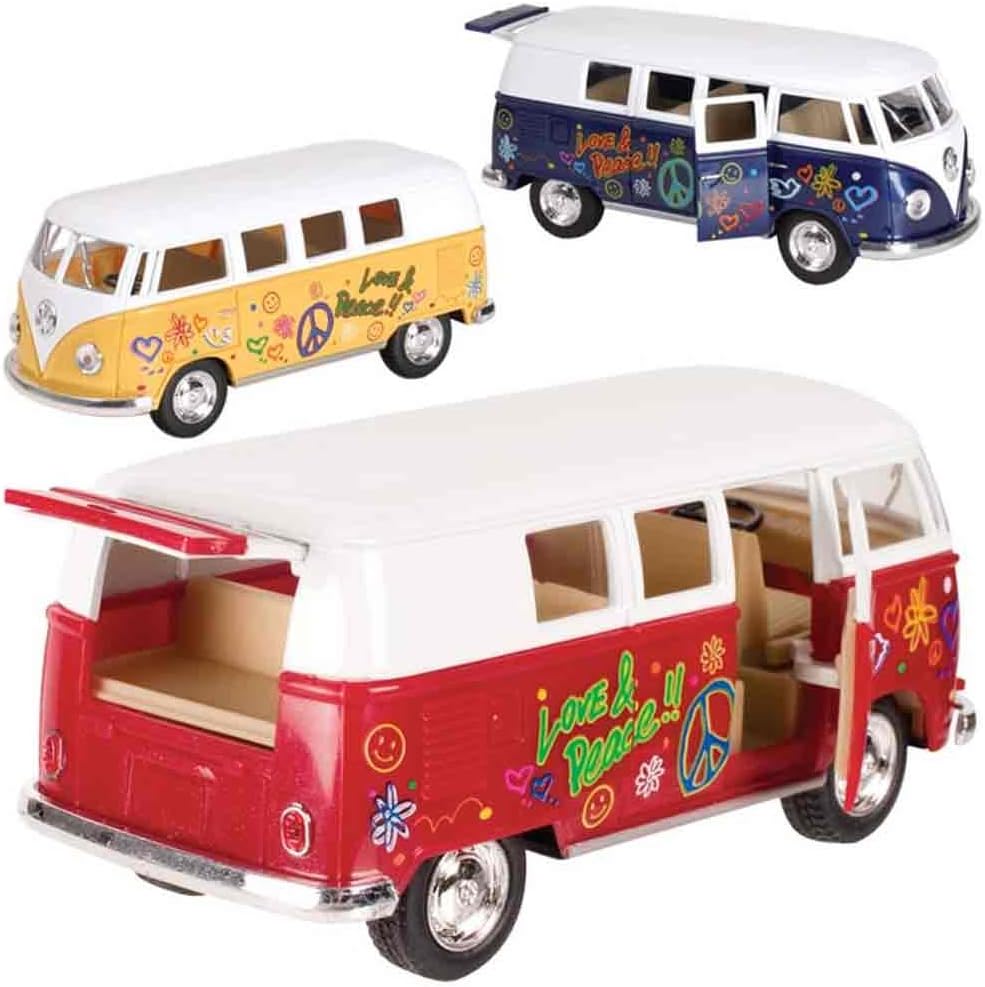 Amazon.com: Toysmith Flower Power 1962 VW Bus Toy Car, Multi, Model ...