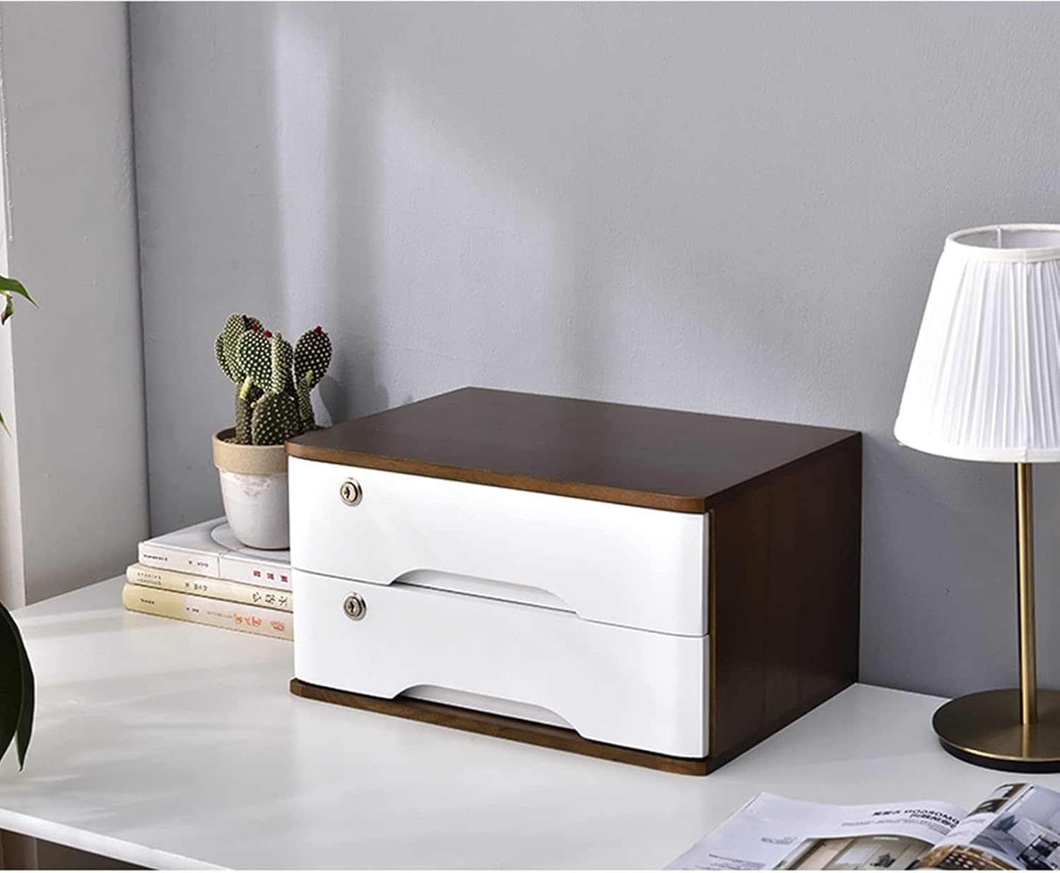 Amazon.com: Solid Wood Storage Box - Desktop File Cabinet - Desktop ...