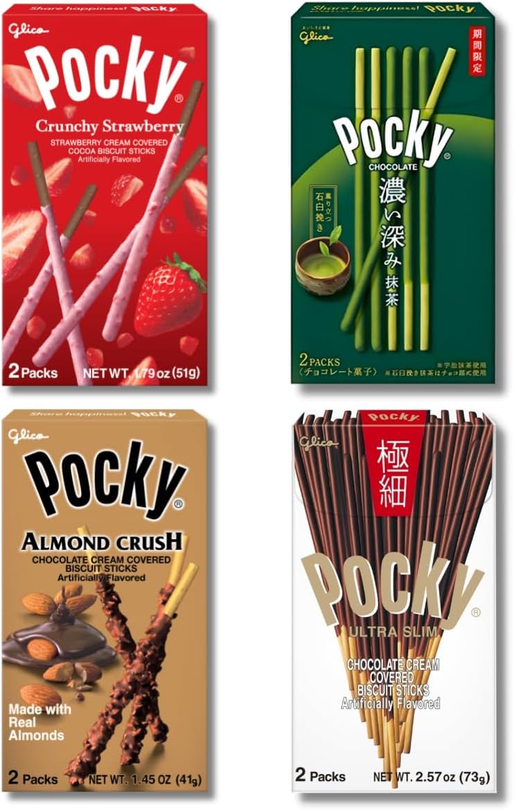 Amazon.com: Glico Pocky, Strawberry Cream Covered Biscuit Sticks, 9 ...