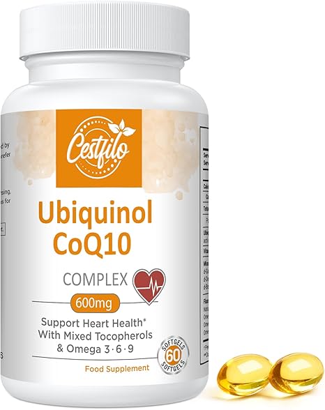 Ubiquinol CoQ10 600mg Softgels - Active Form of CoQ10 Plus Vitamin E ...