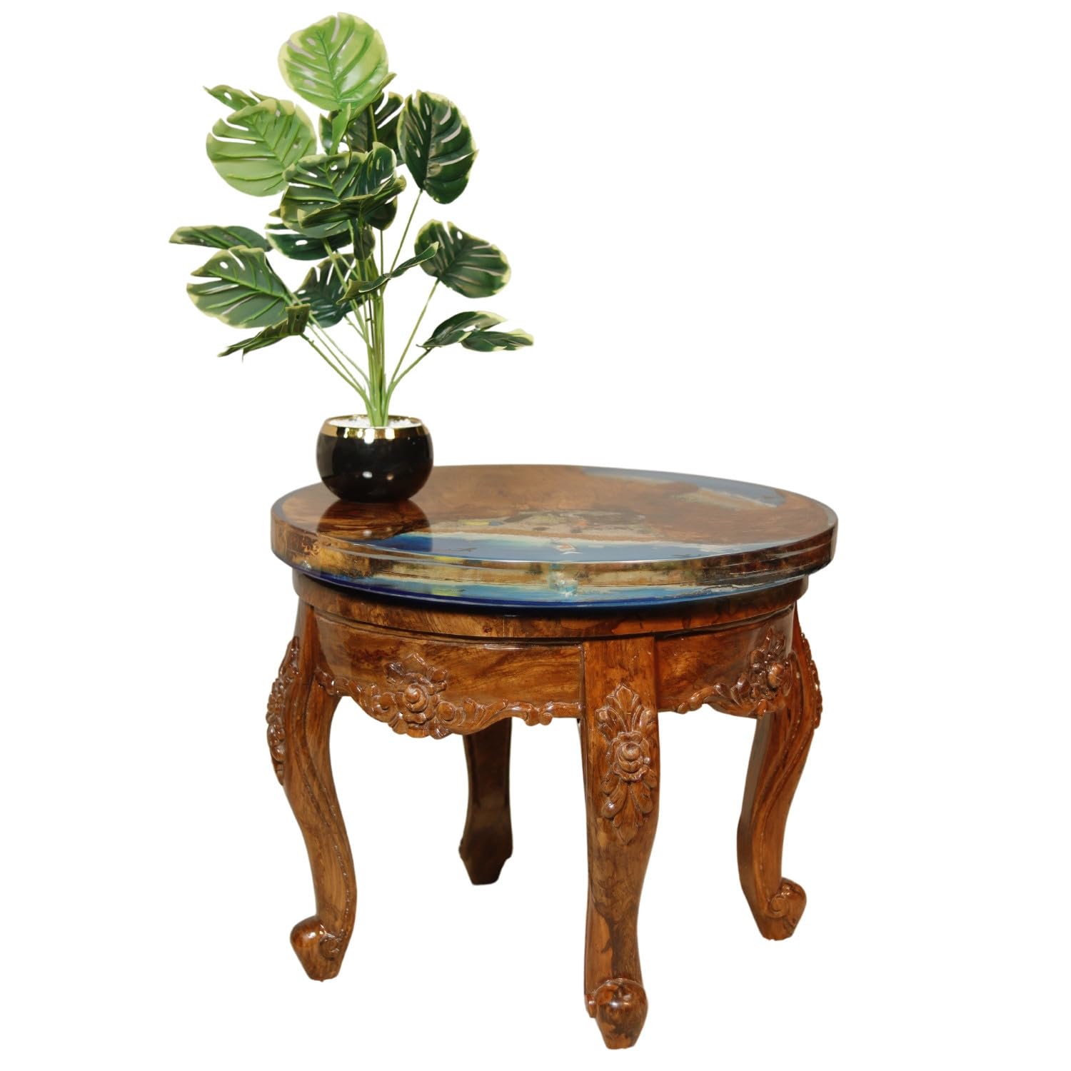 Woodshastra Resin and Oak Wood 3D Ocean Wave View Table | Ocean View ...