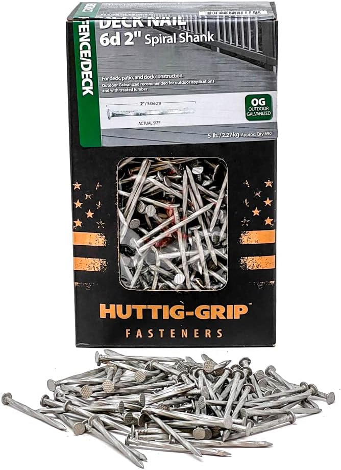 Amazon.com: Huttig-Grip Fence Deck Nails 2 inches 6d for Wood Fencing ...