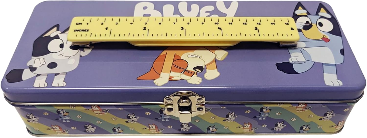 Amazon.com: Tin Box Company Large Storage Box with Ruler Handle, Bluey ...