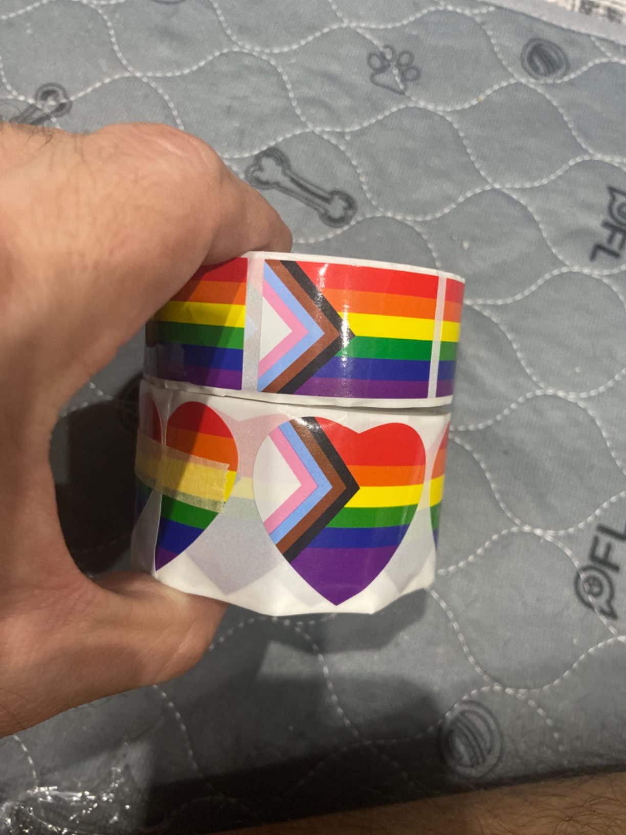 Amazon.com: 2 Roll 1200 Pcs LGBTQ Pride Stickers- Rainbow Heart Flag ...