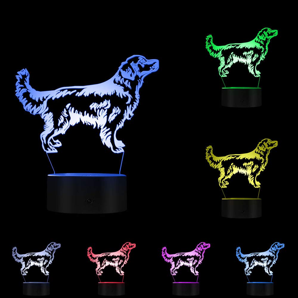 The Geeky Days 3D Golden Retriever Dog LED Night Light Pet Desk Lamp ...