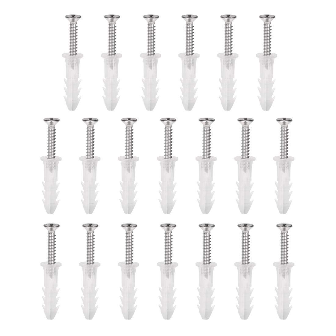 uxcell 6mmx25mm Plastic Expansion Tube for Drywall with Screws ...