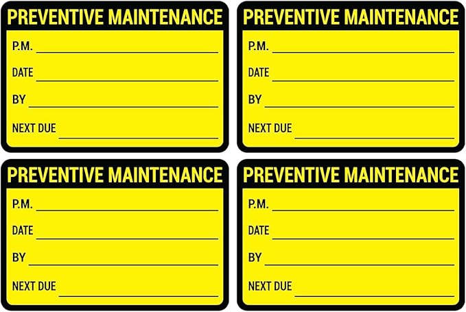 Amazon.com : 2x3 inch 200 PCS Black Yellow Preventive Maintenance ...