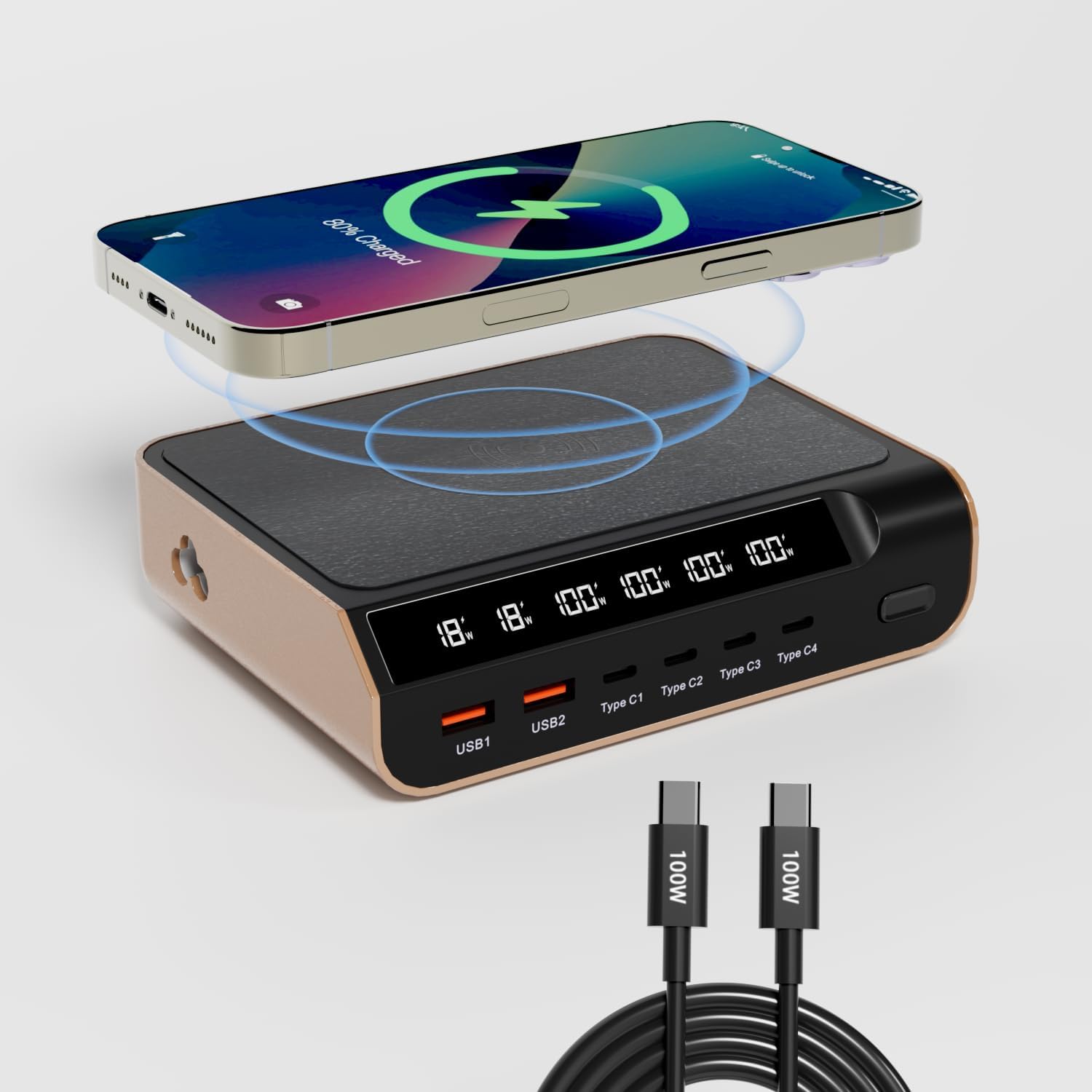 Amazon.com: 100W USB Charging Station with 15W Wireless Charger ...