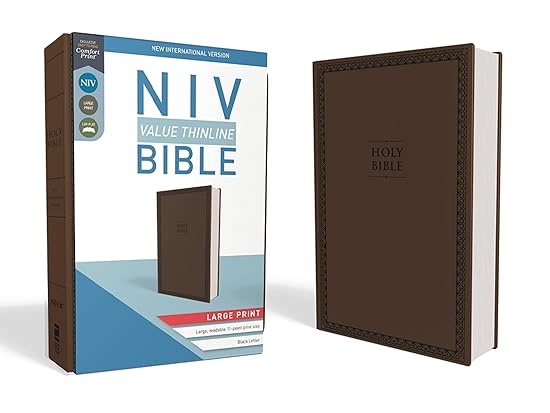 NIV, Value Thinline Bible, Large Print, Leathersoft, Brown, Comfort ...
