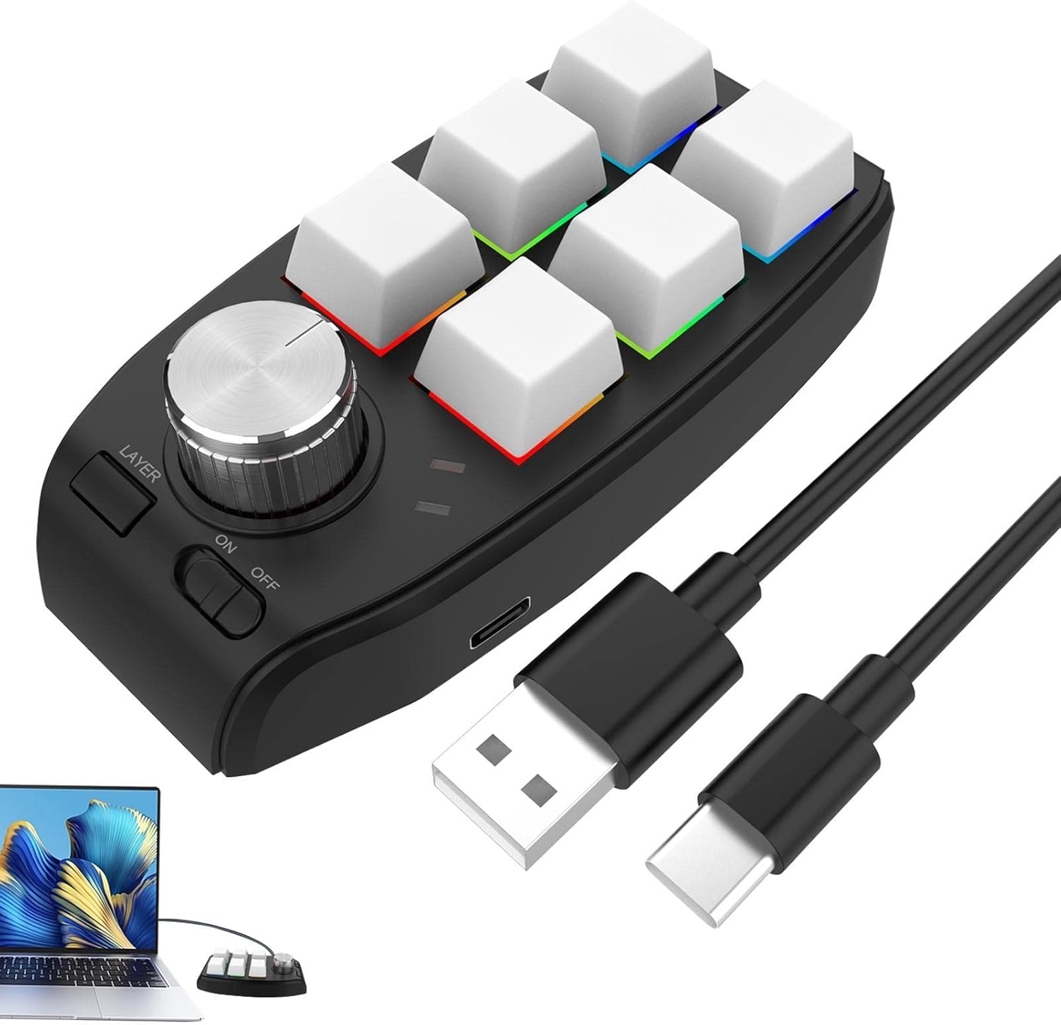 6 Keypad - Macro Mechanical Shortcut Keyboard,USB DIY Programmable ...