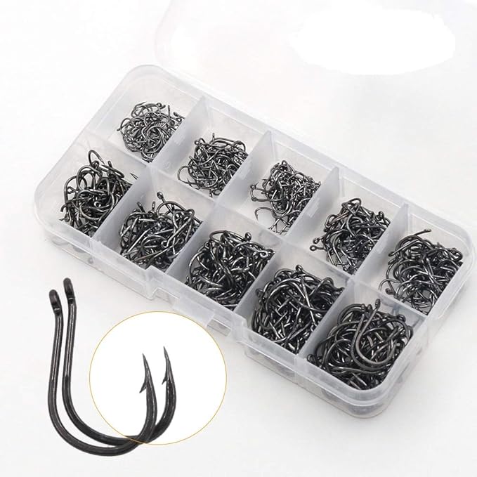 BiaoGan 500PCS Small Fishing Hooks, Assorted 10 Sizes(3#-12#) Fish ...