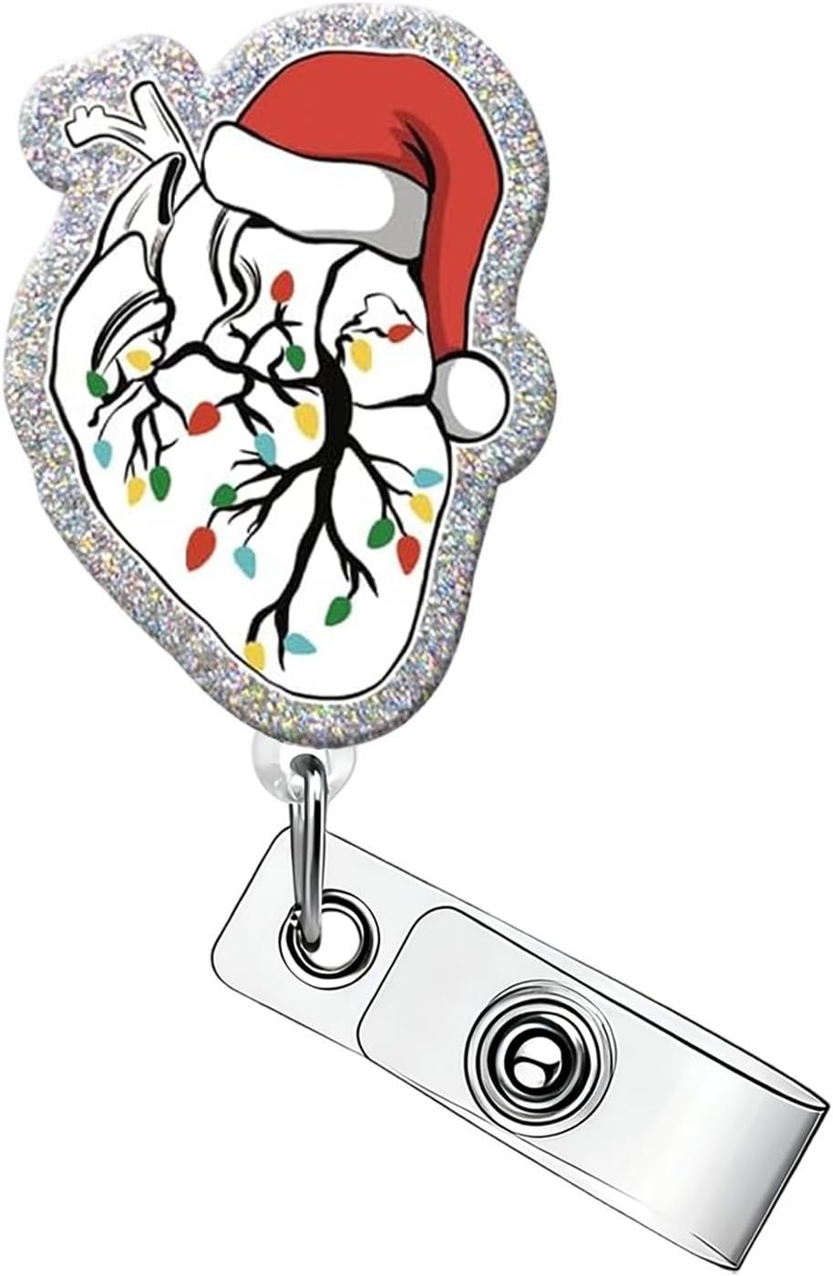 Amazon.com : Christmas Badge Reel Funny Colored Lights Cardiac Badge ...