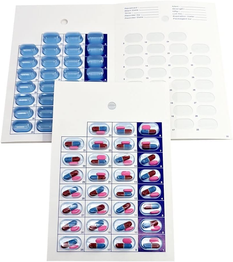 Amazon.com: Monthly Pill Organizer Cold Seal Medication Blister Cards ...