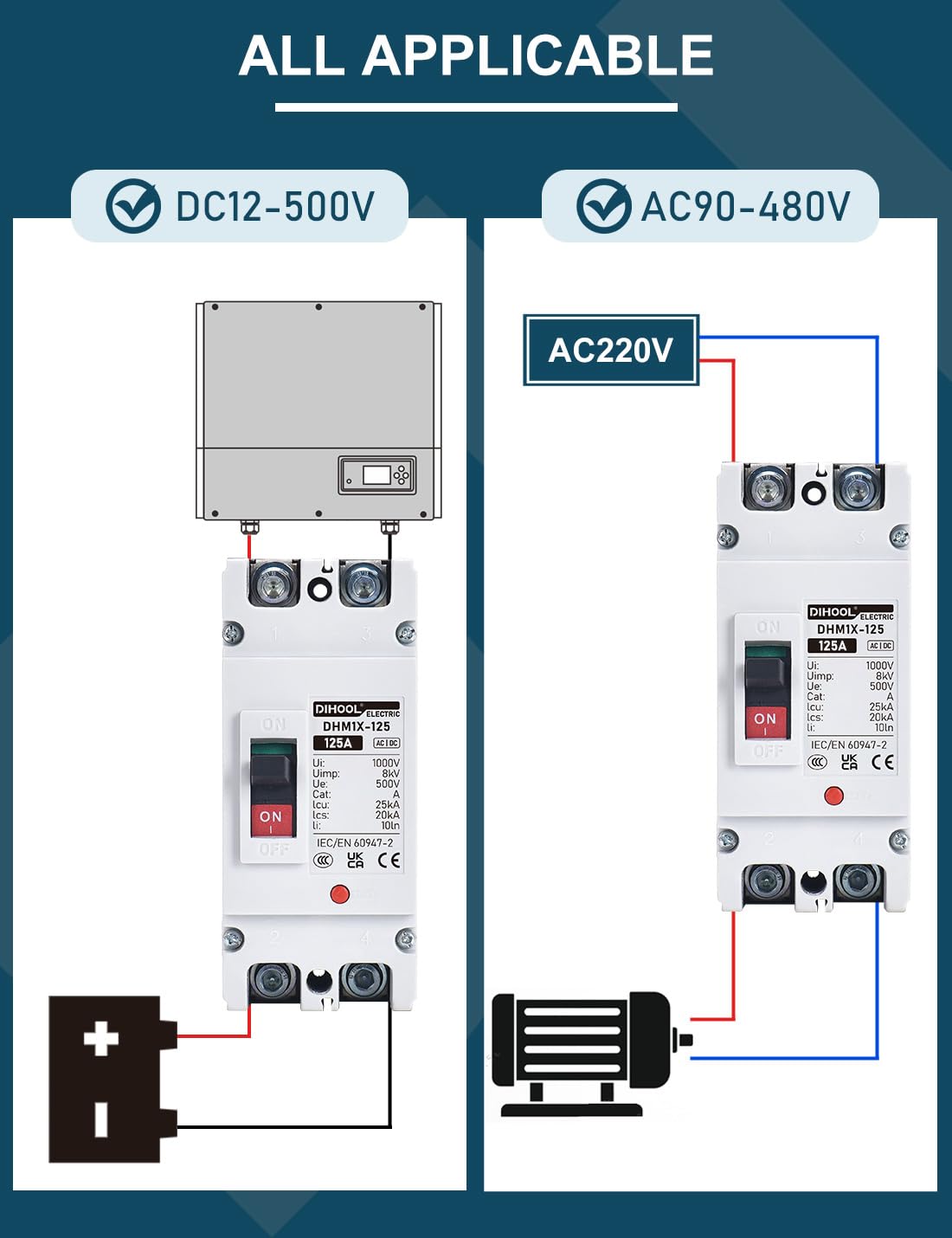 Snapklik.com : DC Main 125 Amp Circuit Breaker, 500V Battery Disconnect ...