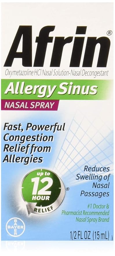 Amazon.com : Afrin Nasal Spray 12 Hour Relief, Allergy Sinus, 0.5 fl oz ...