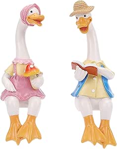 Amazon.com: 2PCS Garden Ducks Statue Resin Sitting Couple Ducks ...