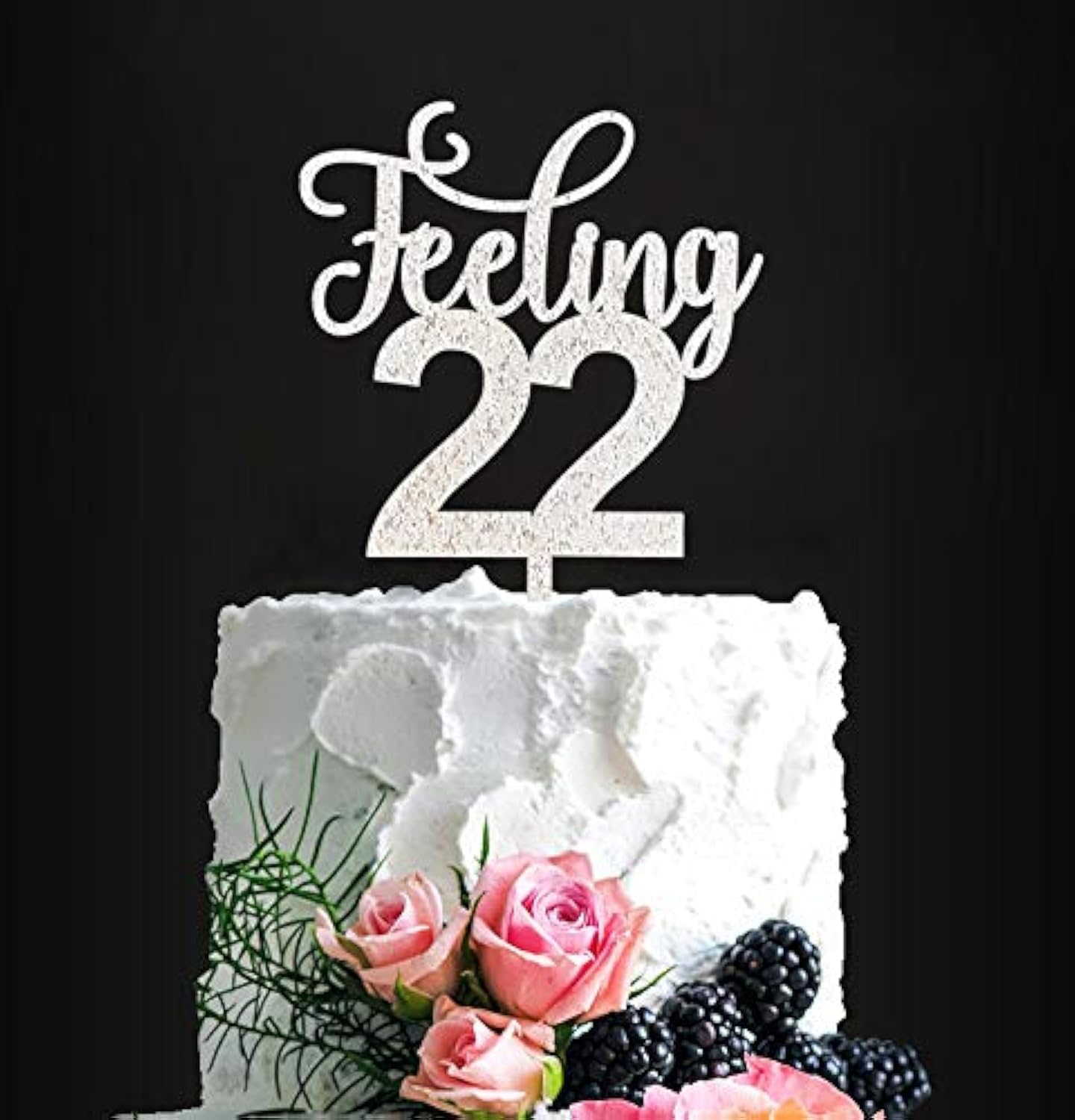 Amazon.com: TzTwodcaz Feeling 22 Silver Glitter Acrylic Cake Topper, 6. ...