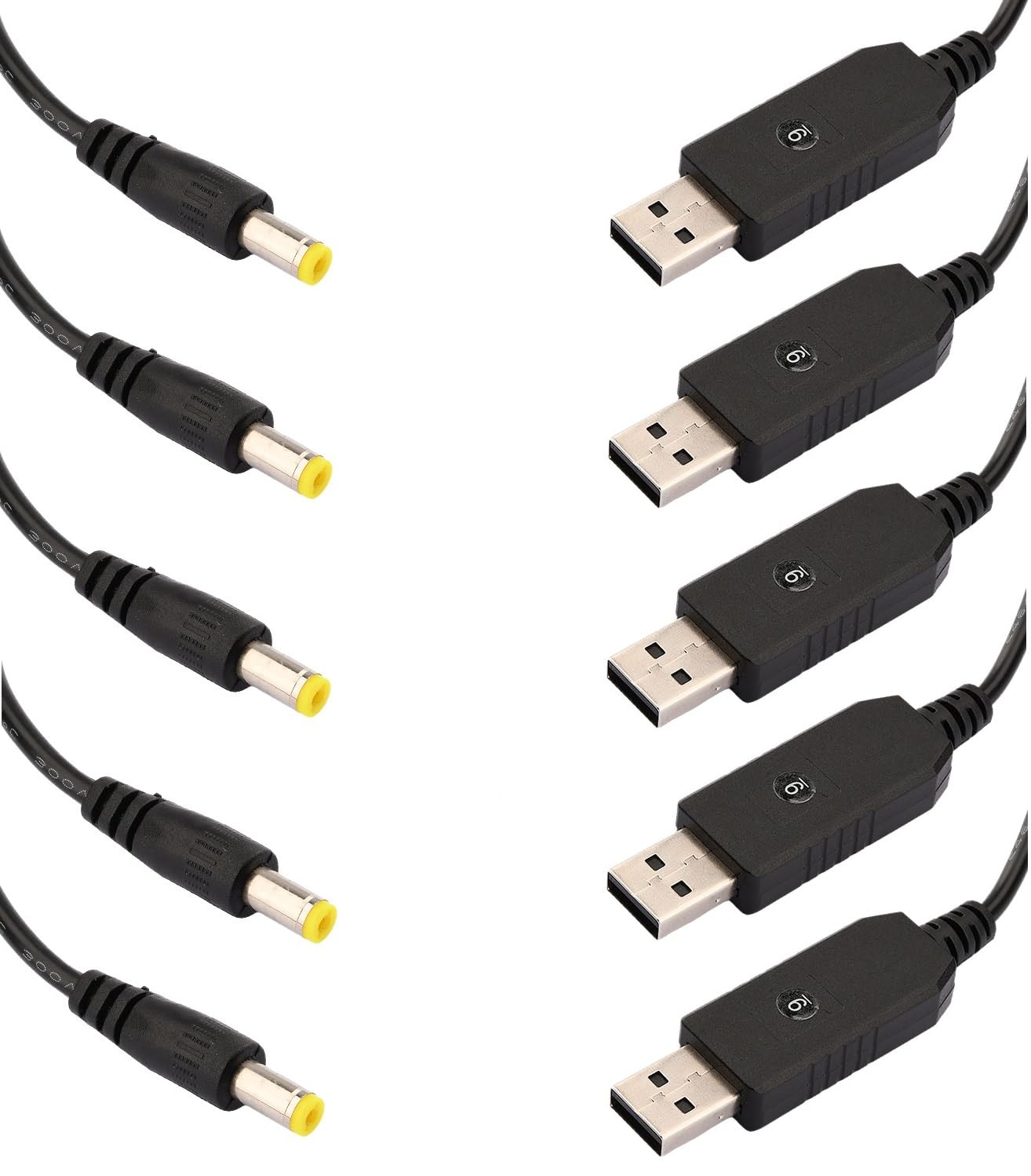 Amazon.com: Aideepen 5-Pack USB to DC Convert Cable 5V to 9V Voltage ...