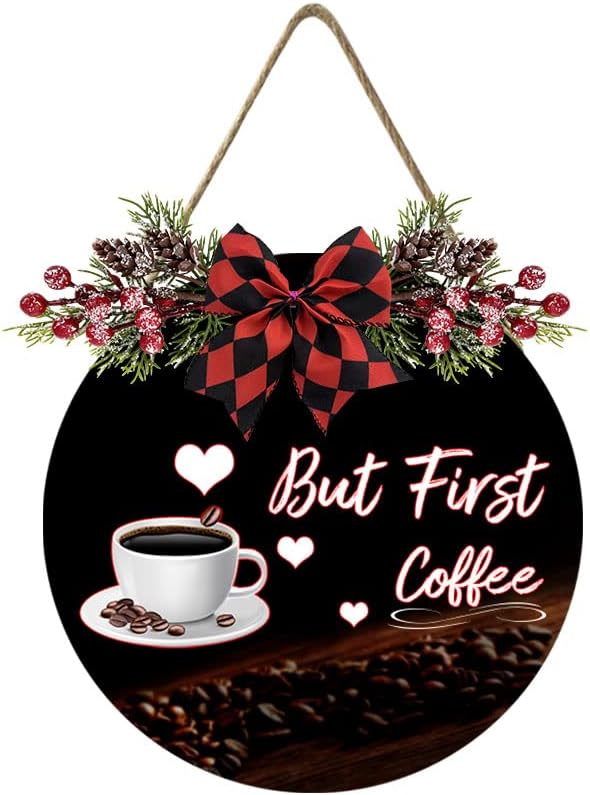 Amazon.com: Lefangovs But First Coffee Sign Wood Framed Coffee Signs ...