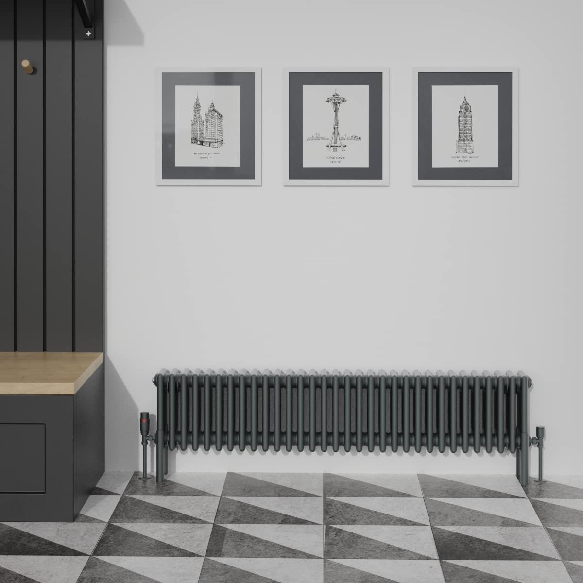 Warmehaus Traditional Cast Iron Style Anthracite 4 Column Horizontal ...