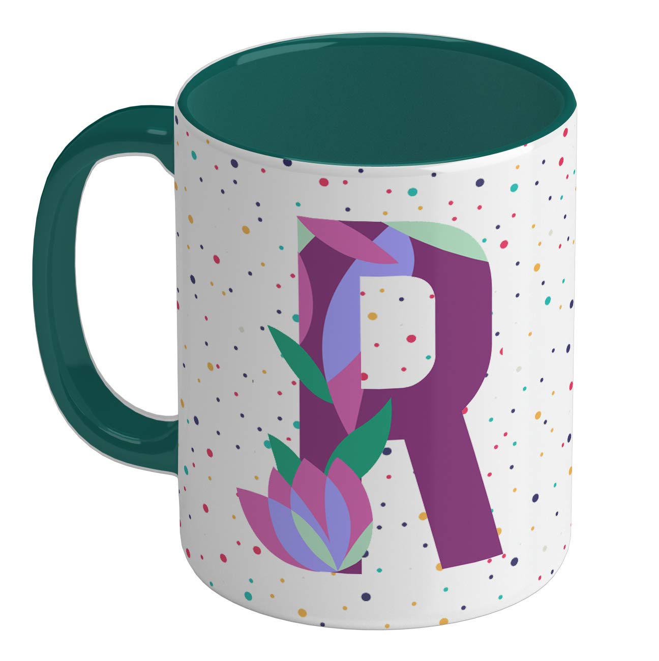 Buy RJKART Ceramic Alphabet R Coffee Mug, 325ml Green Online at Low ...