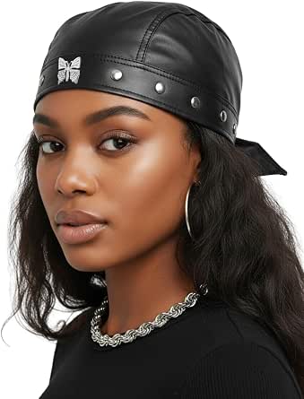 Amazon.com : FurquGears Leather Biker Cap for Women Stylish Biker Doo ...