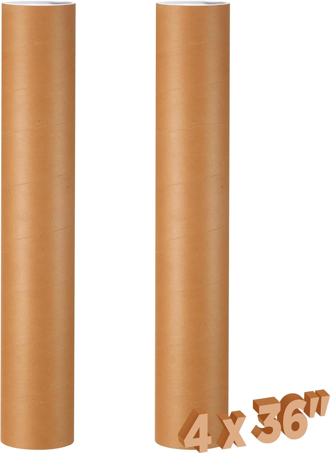 Amazon.com: Dunzoom 2 Pack 4 x 36 Inch Mailing Tubes 0.12" Thick Kraft ...