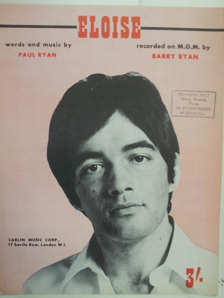 ELOISE, Barry Ryan, 1968, song sheet: Amazon.co.uk: Paul Ryan ...