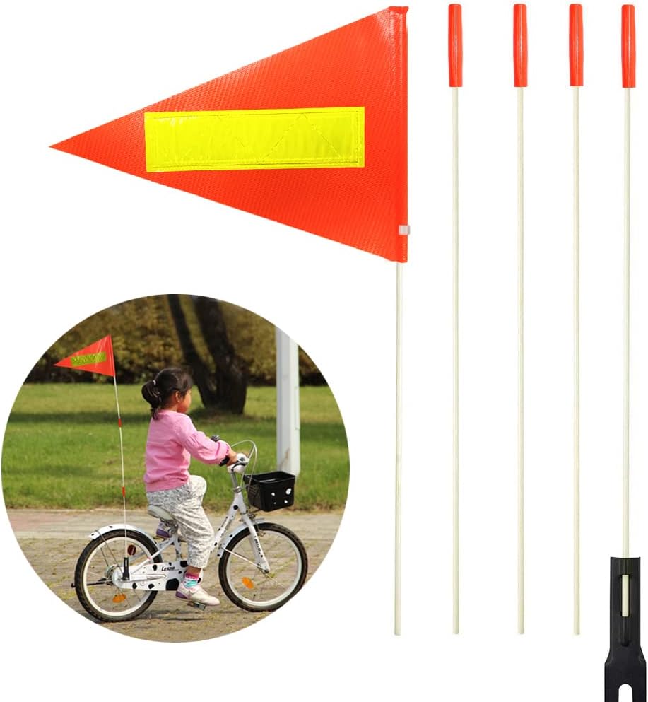Amazon.com : NA Bike Flag with Pole for Safety Bicycle Golf Cart Off ...