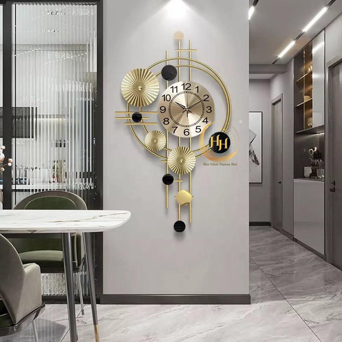 Buy HOME HANDI Modern Metal Wall Clock Decorative Wall Clock Unique ...