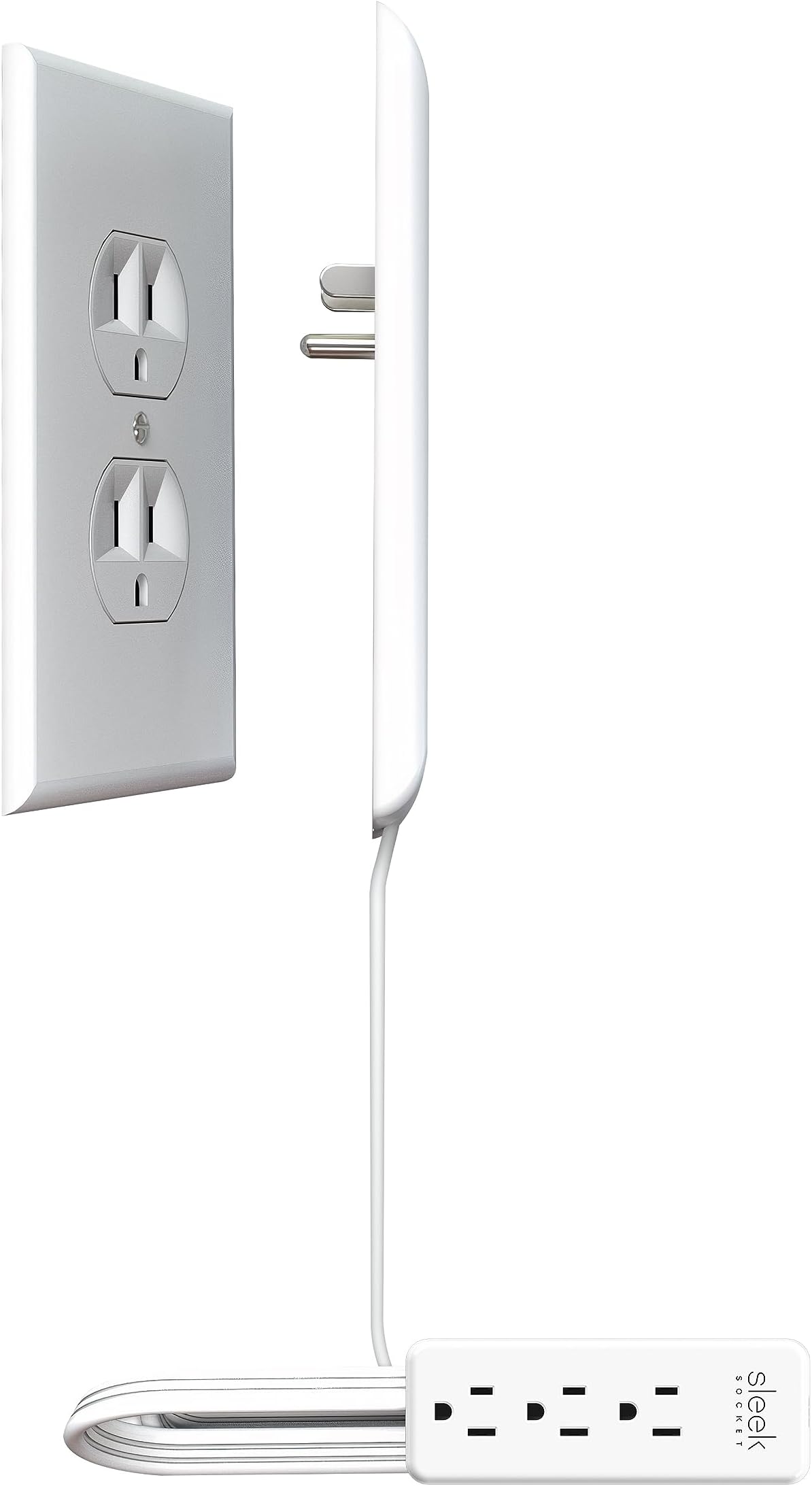 Sleek Socket Original & Patented Ultra-Thin Outlet Concealer with Cord ...