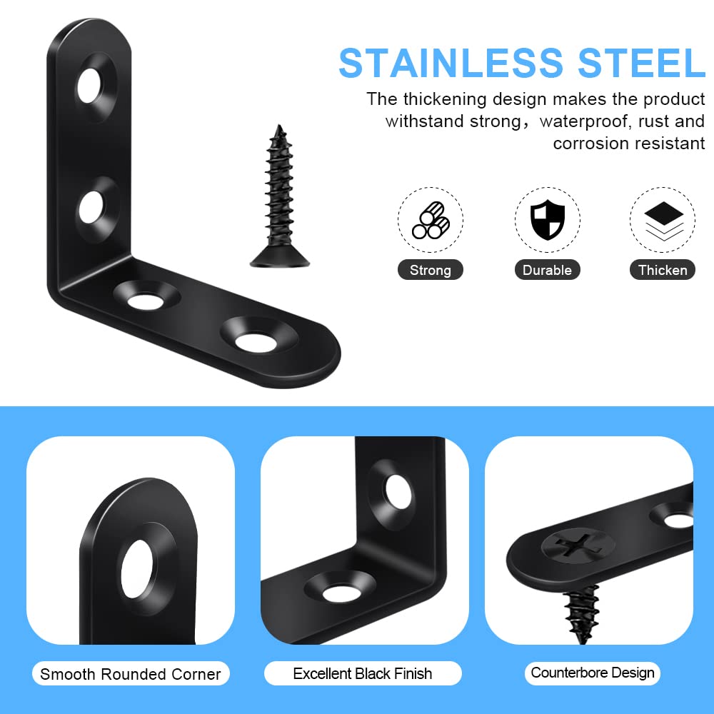 Snapklik.com : Vicuna R 18 Black L Brackets, Stainless Steel Corner ...