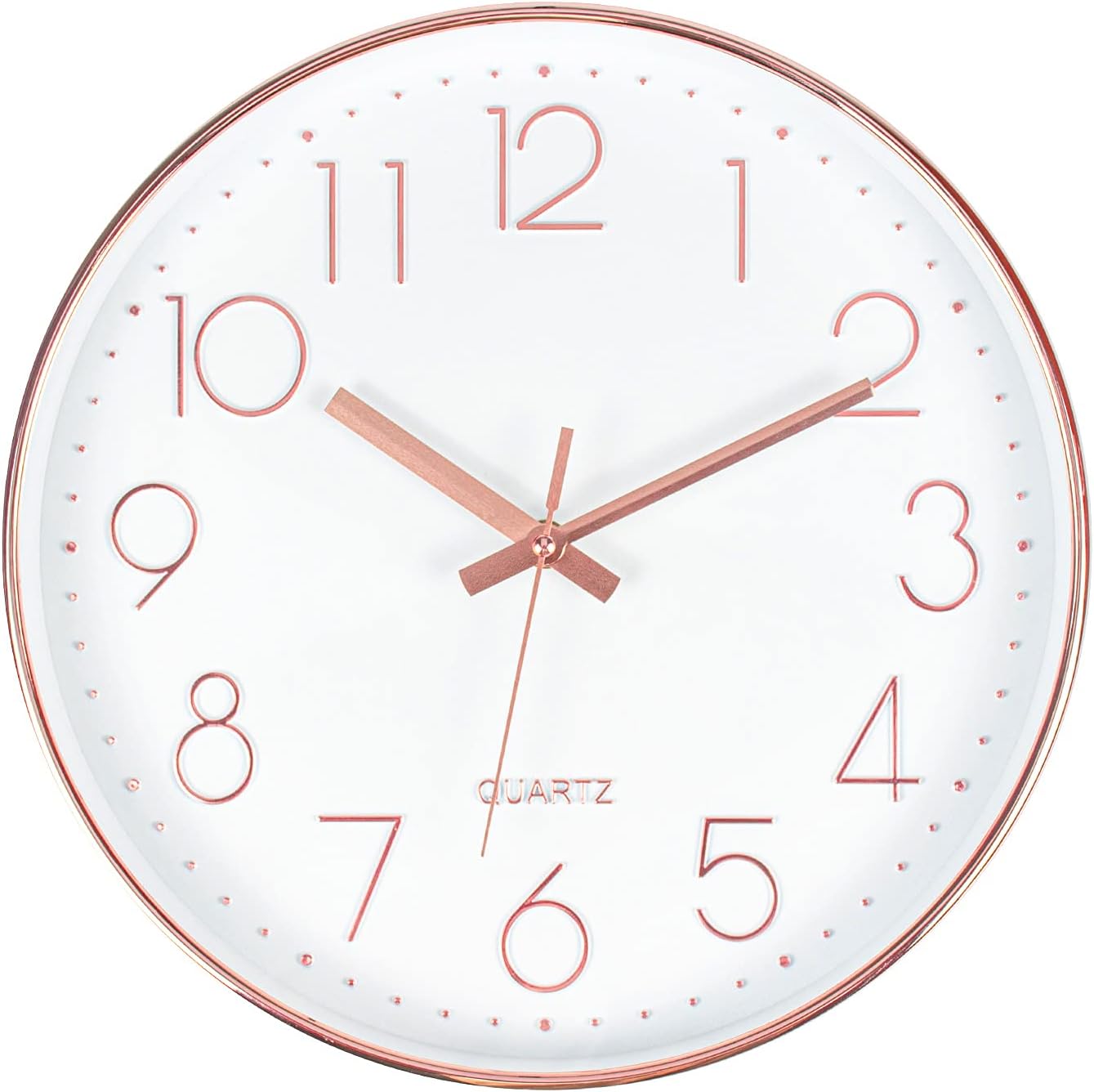 Tebery 30cm Rose Gold Wall Clock - 12 Inch Silent Non-Ticking Quartz ...