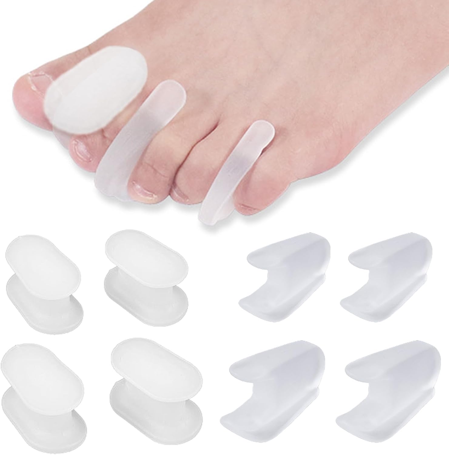 Toe Separators for Overlapping Toes, 8 Pack Gel Toe Spreader and Bunion ...