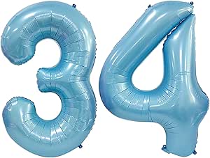 Amazon.com: ESHILP 40 Inch Number Balloon Foil Balloon Number 34 Jumbo ...