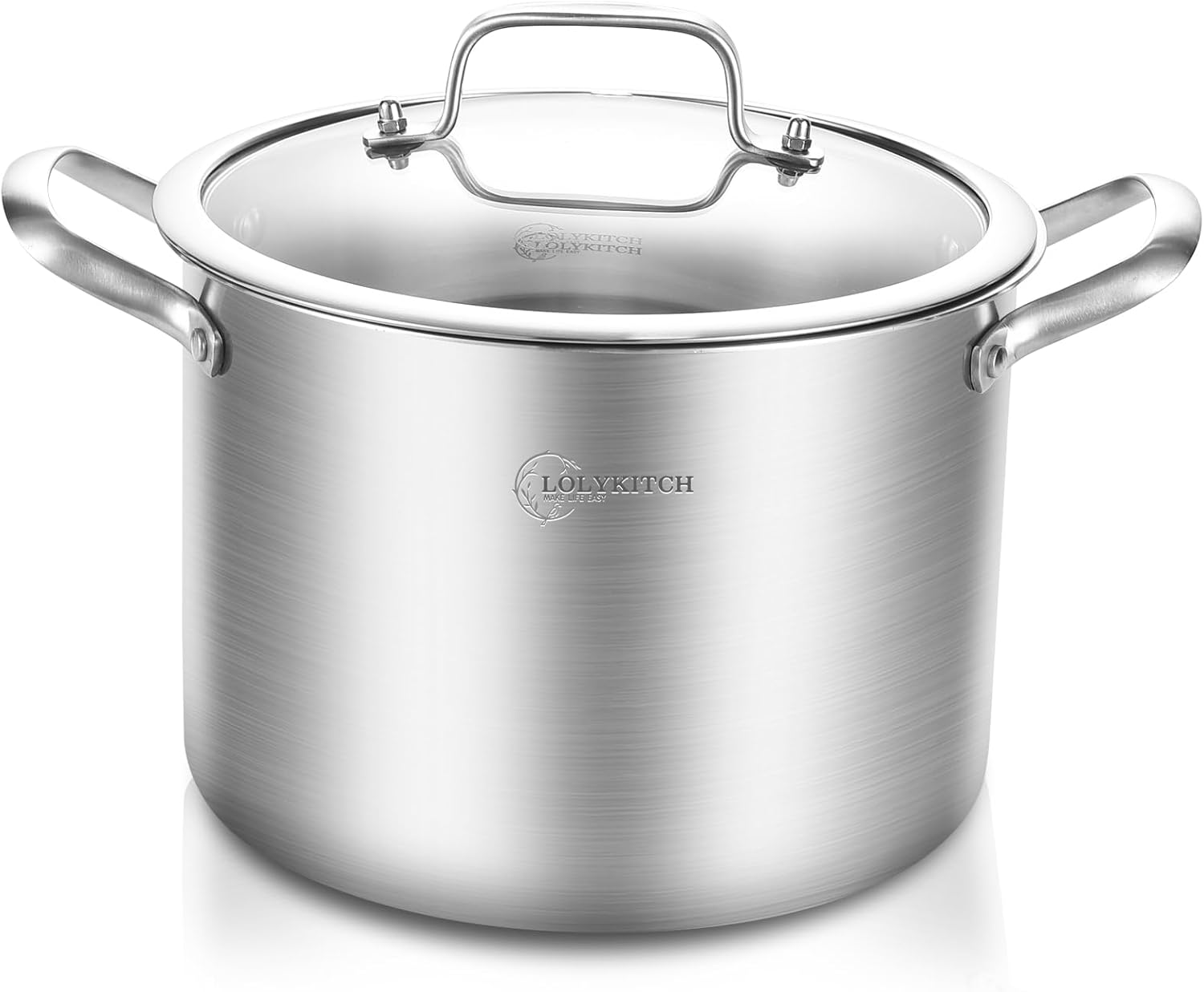 Amazon.com: LOLYKITCH Tri-Ply Whole Clad 8 Quarts Stainless Steel Stock ...
