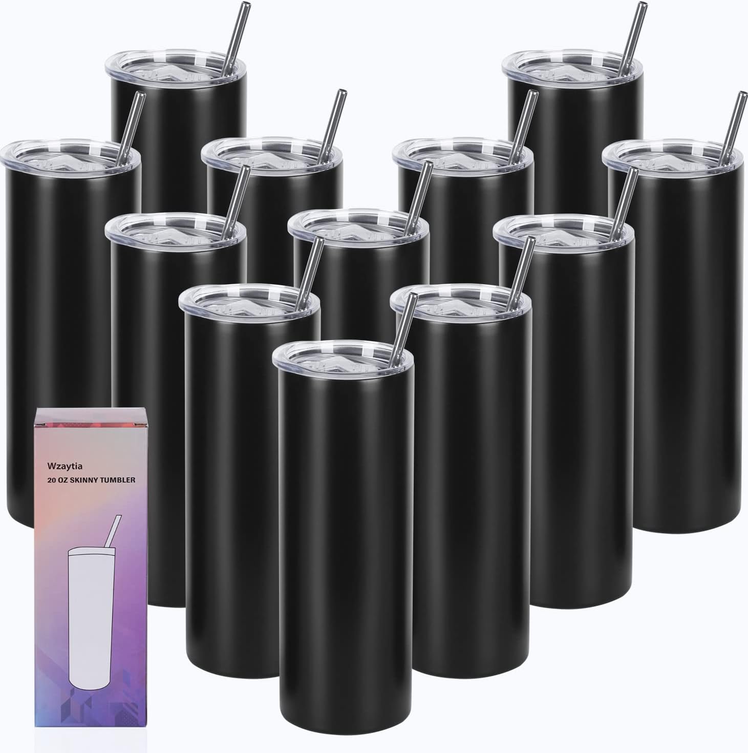 Amazon.com | YOUKE OLA 16 Pack Stainless Steel Skinny Tumblers Bulk ...