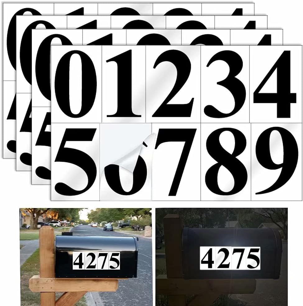 Amazon.com: Diggoo 4 Sets Reflective Black Mailbox Numbers Sticker ...