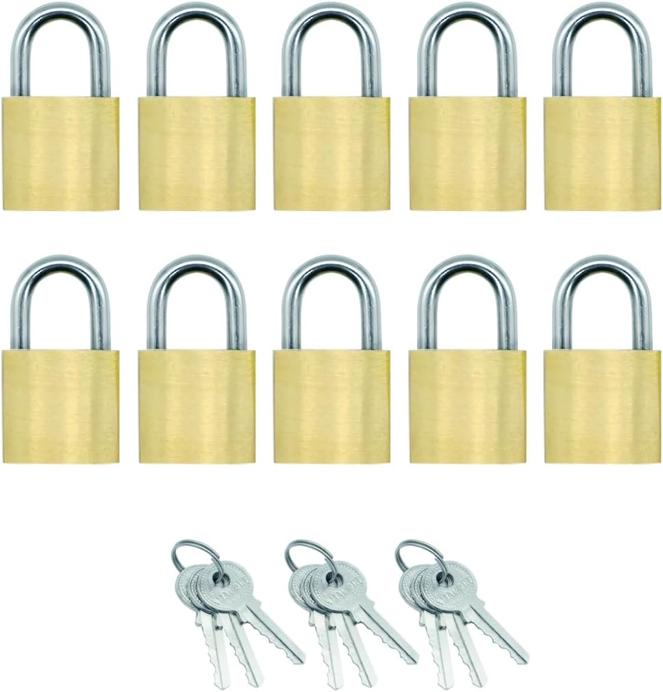 10Pack Small Locks with Same Keys, 3/4" (20mm) Wide Lock Body Solid ...