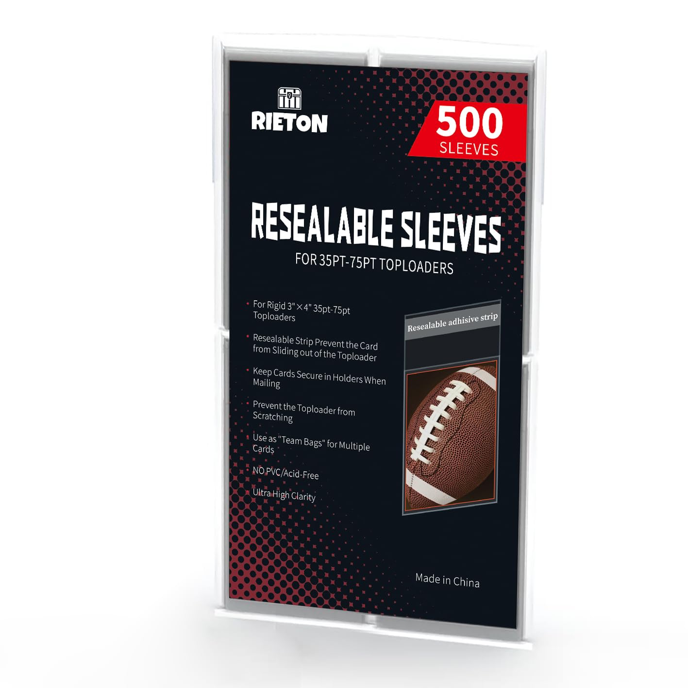 Amazon.com: Rieton Toploader Sleeves - Resealable Team Bags for 35-75PT ...