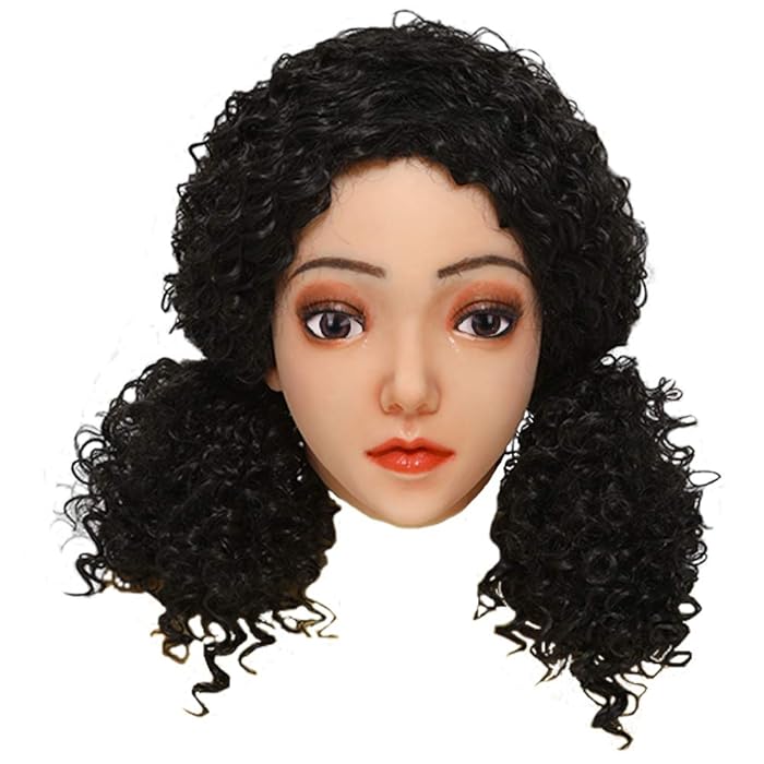 Buy Cyomi Realistic Silicone Mask with Female Curly Wigs Handmade Face ...