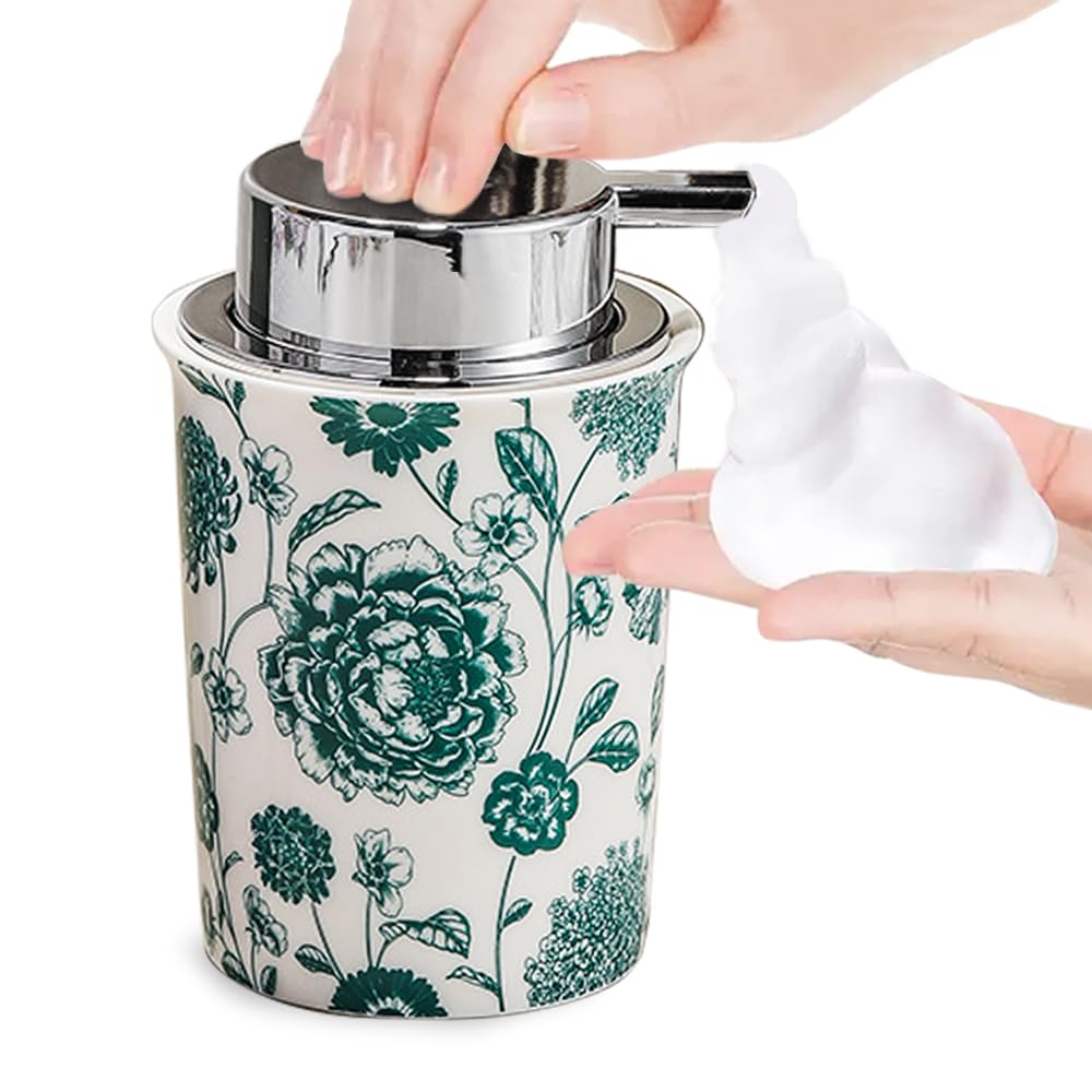 Floral Decorative Foam Soap Dispenser, Vintage Ceramic Hand Soap Pump ...
