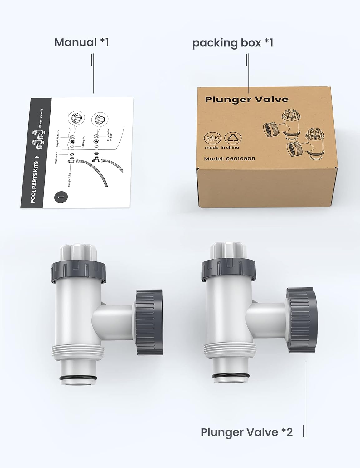 POOLHACKER Piston Valve Pool Parts and Accessories, Shutoff Valve for ...